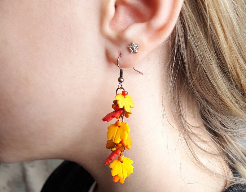 Autumn Leaves Jewelry Fall Leaf Earrings Dangle Orange Maple - Etsy
