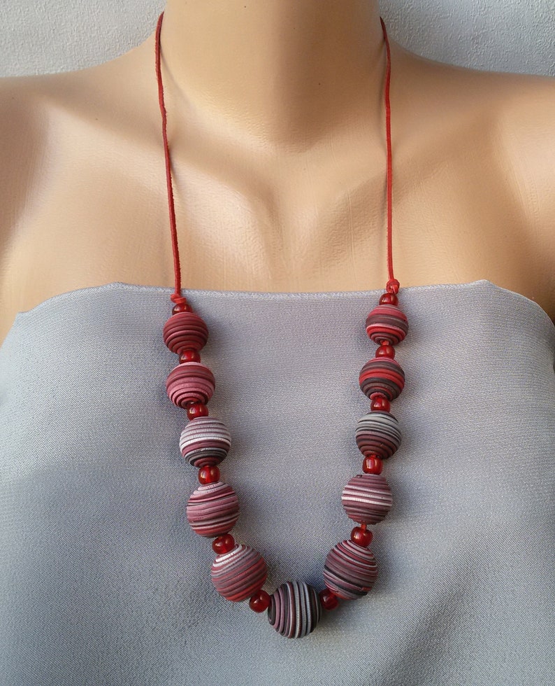 Maroon Fashion Jewelry for Women Beaded Necklace Statement - Etsy