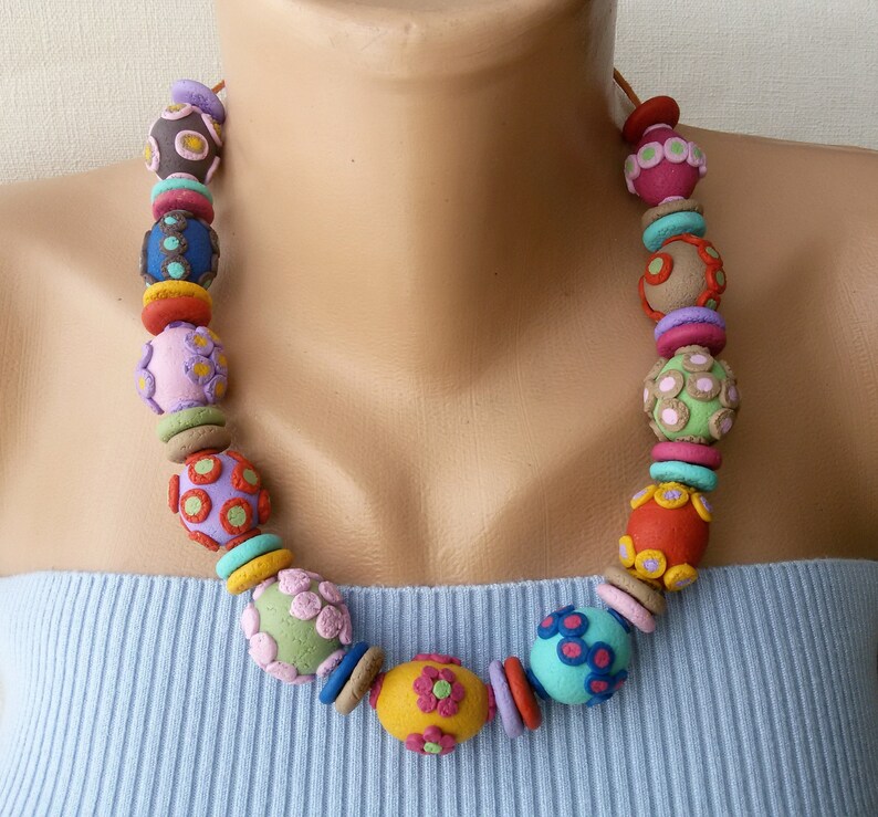 Summer Necklace Multi Color Bead Jewelry Perfect Summer Vacation Thick ...