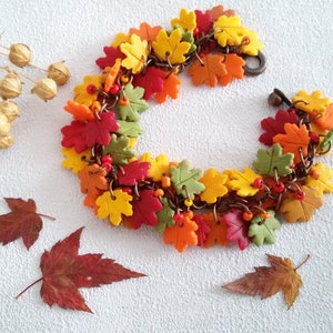 Charm Bracelet Fall Leaves Jewelry Autumn Maple Leaf Bracelet Colorful ...
