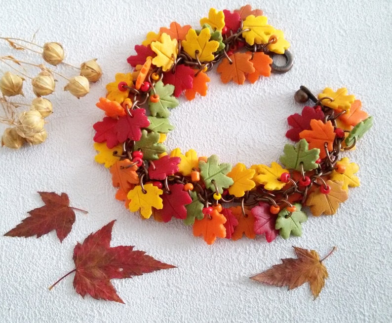 Charm Bracelet Fall Leaves Jewelry Autumn Maple Leaf Bracelet - Etsy