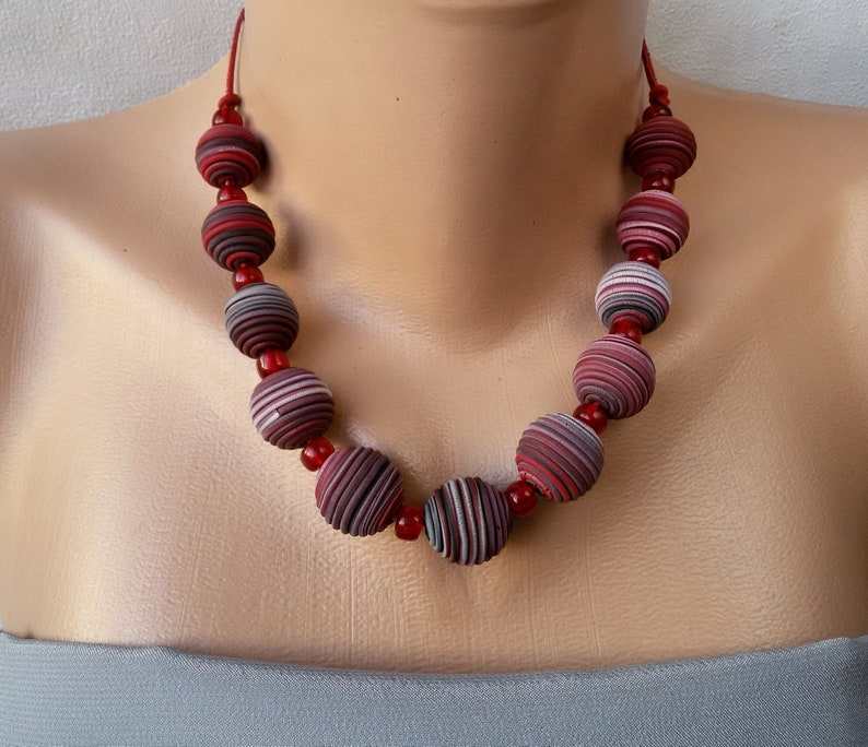 Maroon Fashion jewelry for Women beaded necklace statement | Etsy