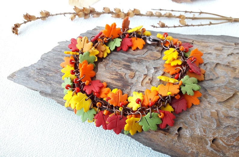 Charm Bracelet Fall Leaves Jewelry Autumn Maple Leaf Bracelet - Etsy