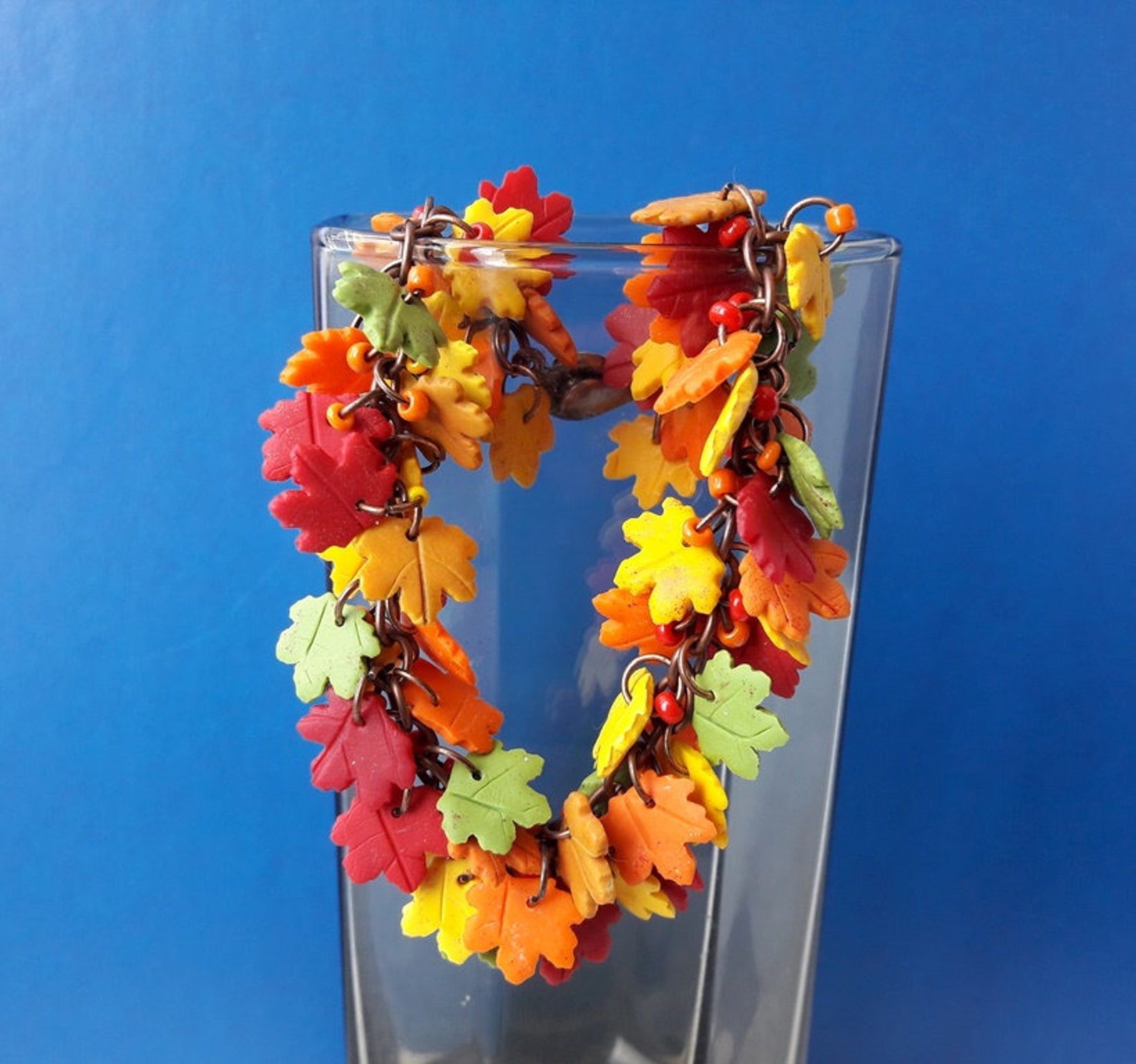 Charm Bracelet Fall Leaves Jewelry Autumn Maple Leaf Bracelet - Etsy