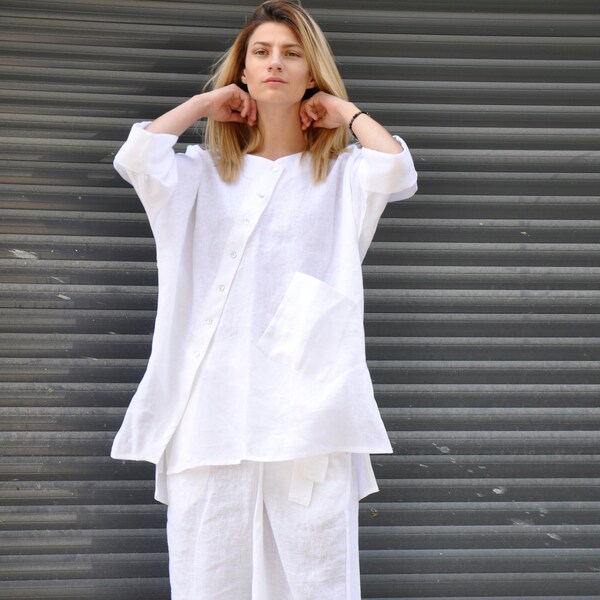 White Linen Suit - Etsy