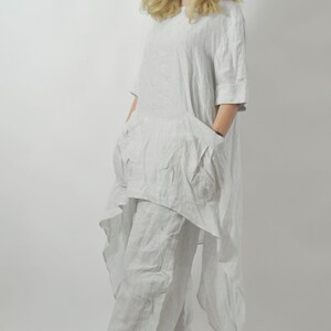Linen Pants Set, Women Linen Tunic Set, Linen Outfit, Plus Size ...