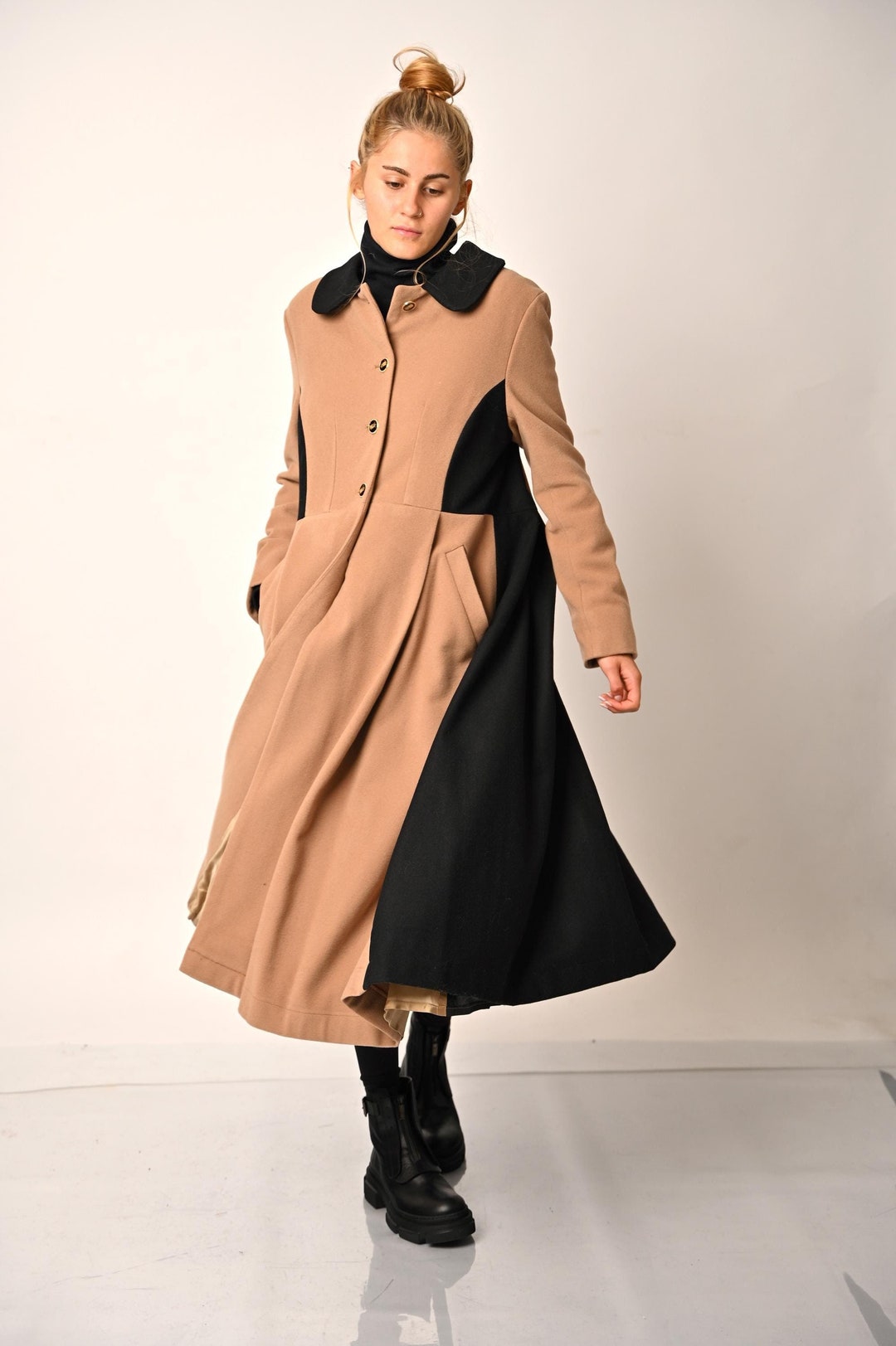 Beige Wool Coat, Long Princes Coat, Merino Wool Coat, Long Winter ...