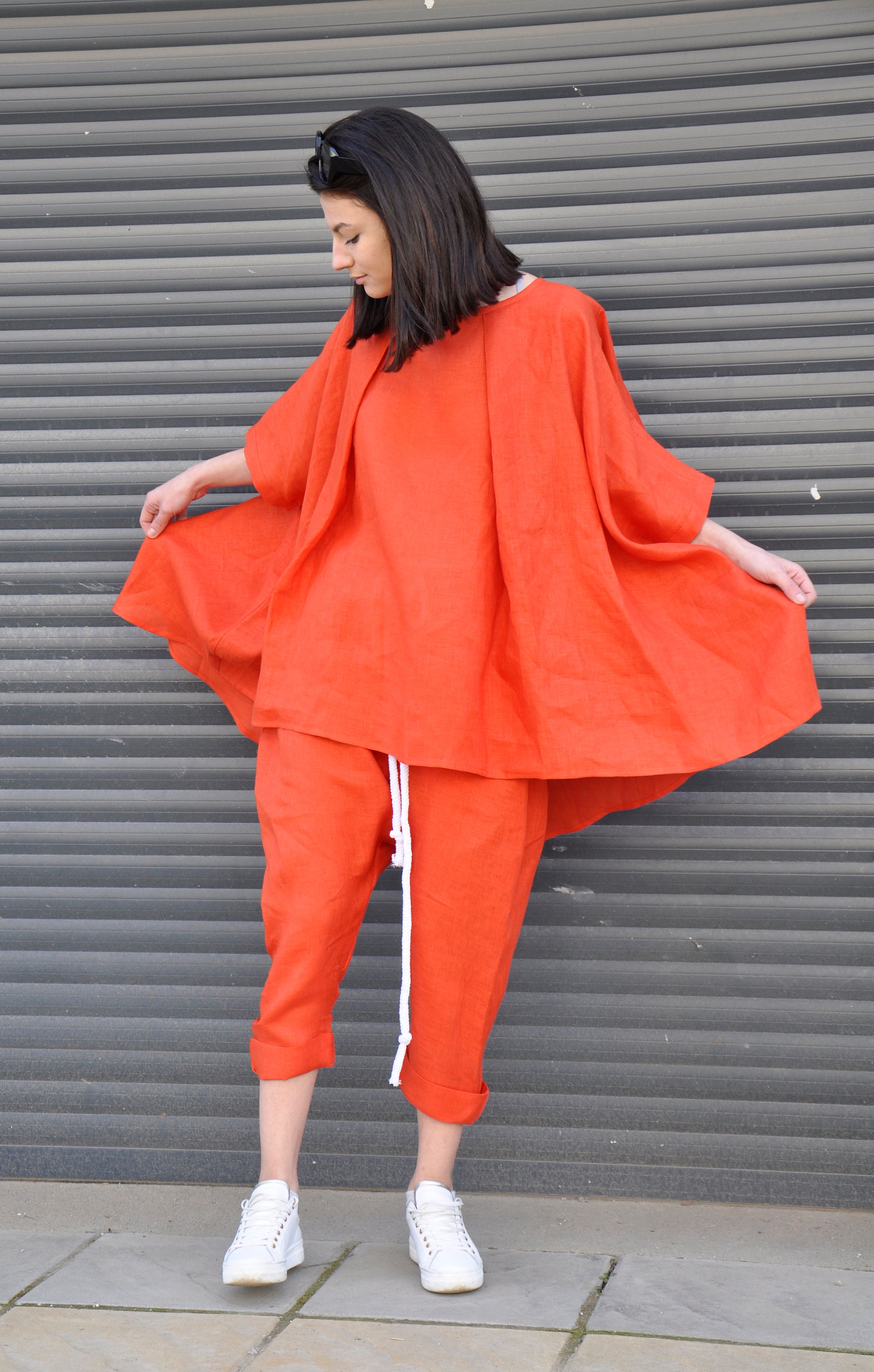 Orange Outfit Linen Set Pants Set Summer Outfit Linen - Etsy