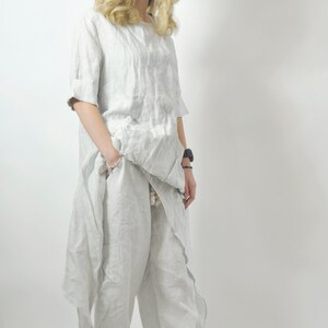 Linen Pants Set, Women Linen Tunic Set, Linen Outfit, Plus Size ...