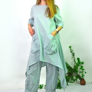 Tunic and Pants Set in Linen, Women Linen Outfit, Linen Set, Linen ...