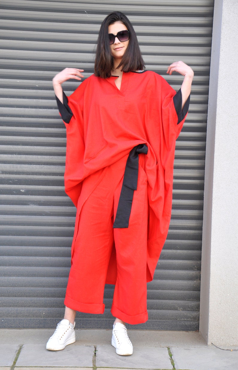 Linen Outfit Red Outfit Women Set Pants Set Linen Set - Etsy