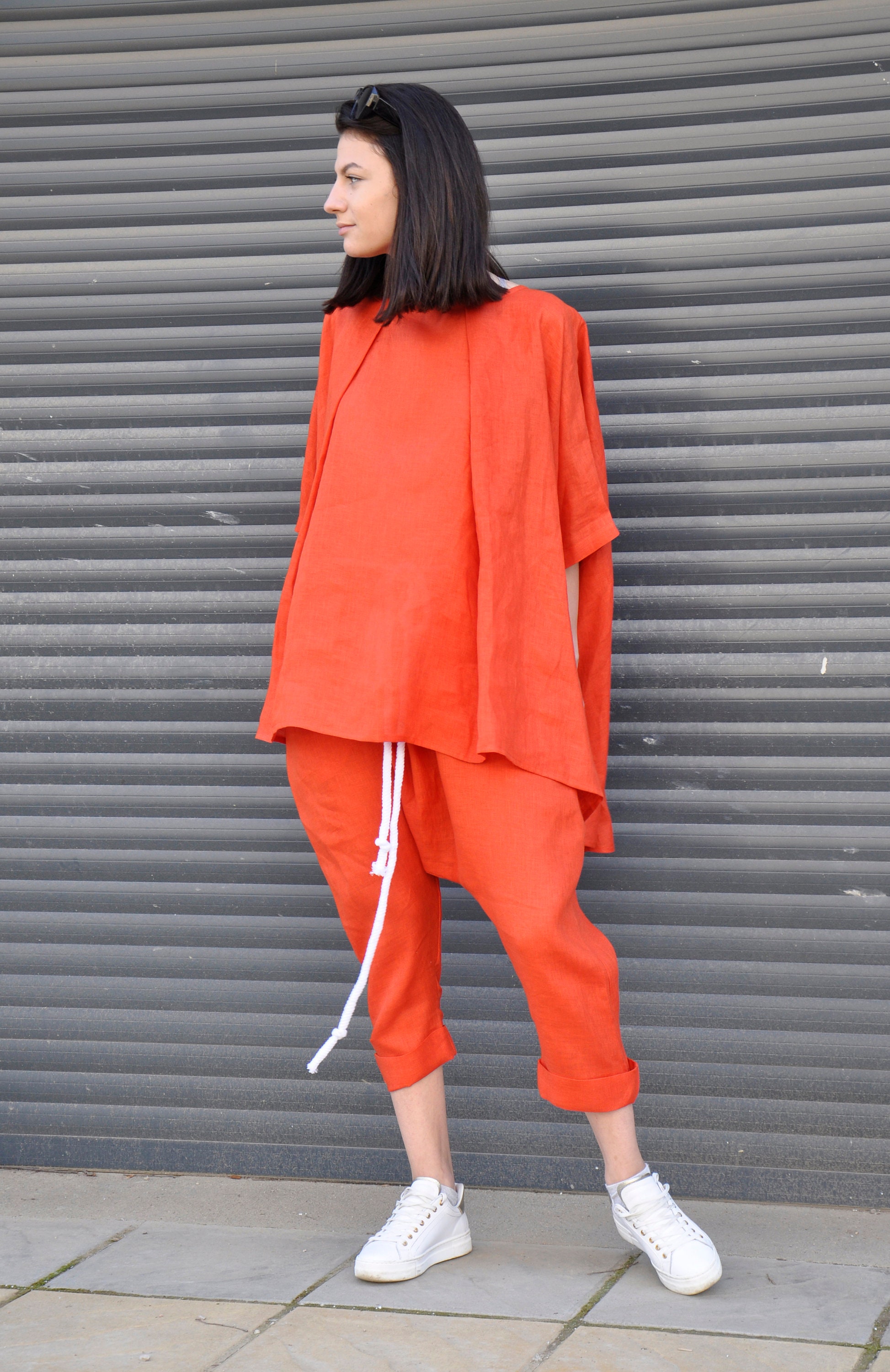 Orange Outfit Linen Set Pants Set Summer Outfit Linen - Etsy