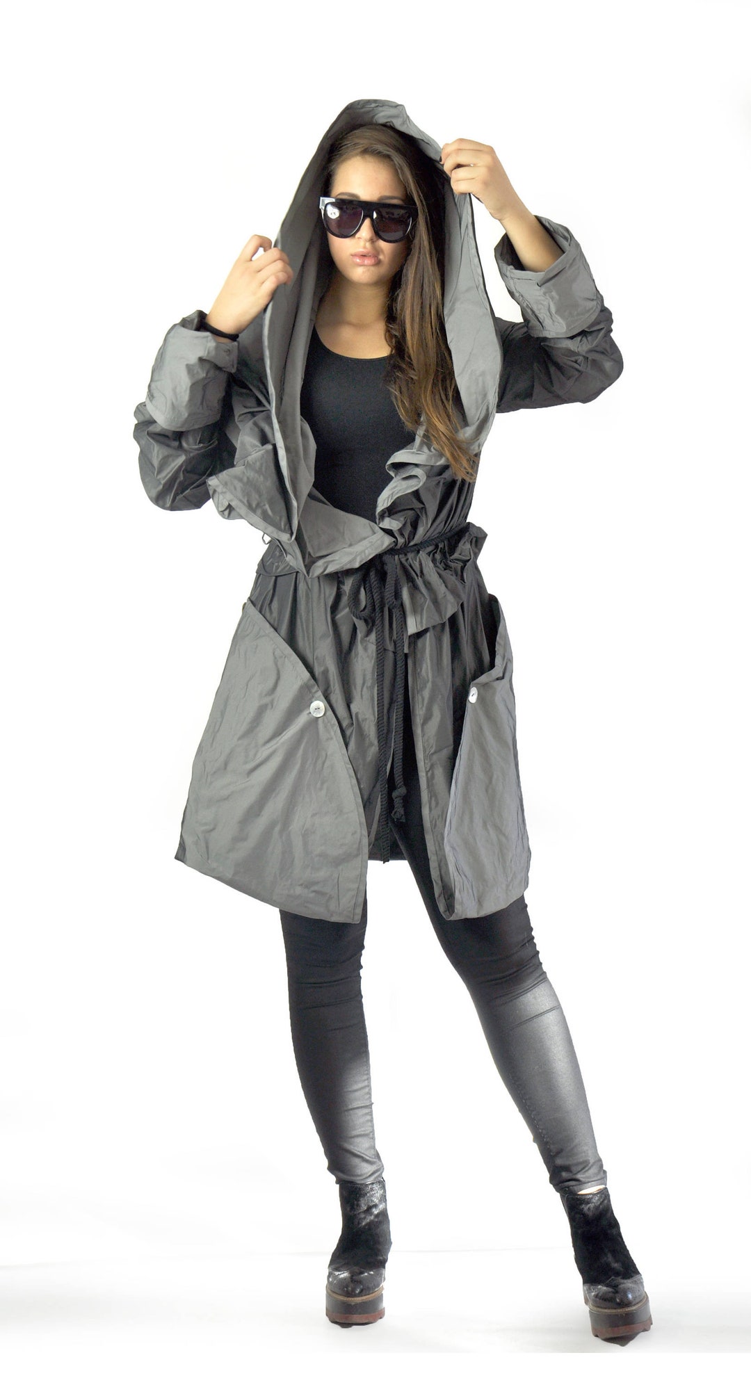 Taffeta Jacket, Women Raincoat, Hooded Jacket, Winter Jacket, Plus Size ...