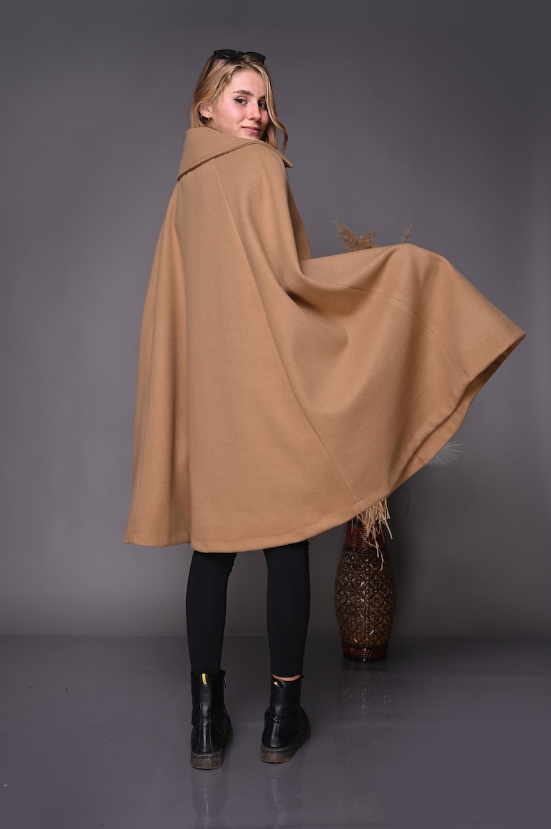 Beige Cape Poncho for Women, Winter Cape Coat, Plus Size Clothing, Maxi ...