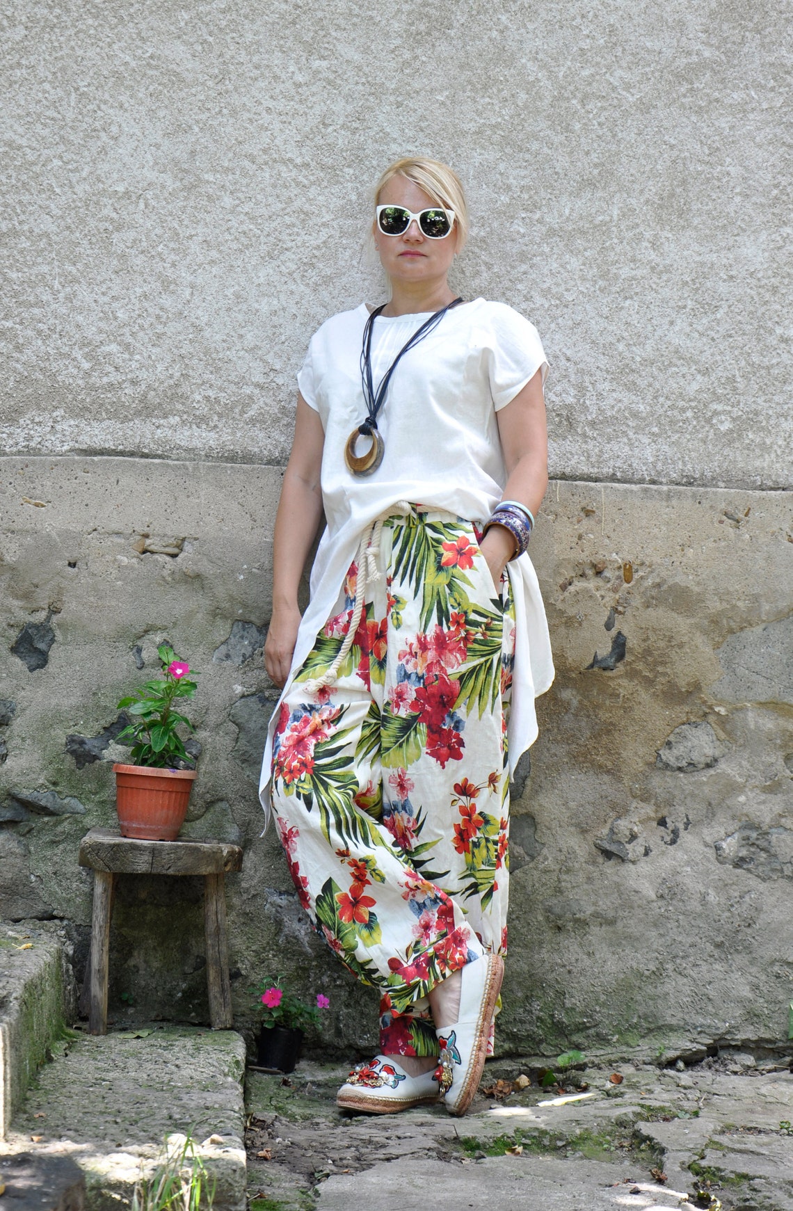 Floral Linen Pants Linen Maxi Pants Summer Linen Pants - Etsy