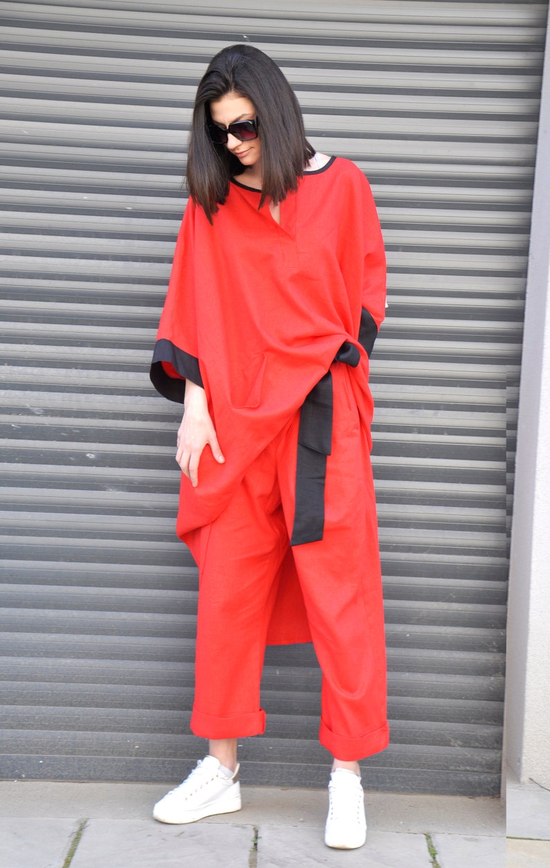 Linen Pants Red Pants Linen Clothes Plus Size Pants Maxi | Etsy