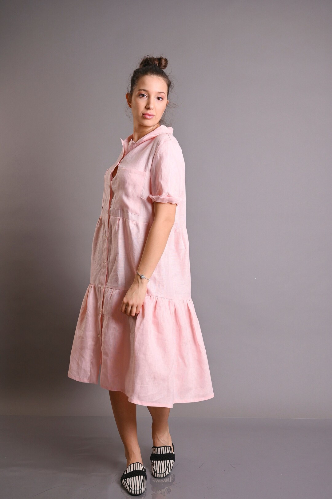 Rose Linen Dress, Italian Linen Dress, Summer Dress, Plus Size Linen ...