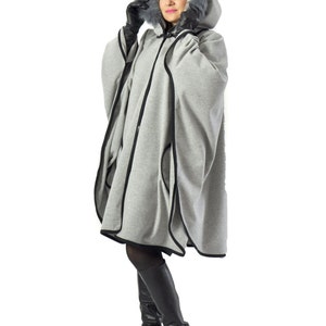 Winter Cape Coat, Fur Coat, Hooded Cape Coat, Plus Size Clothing, Women ...