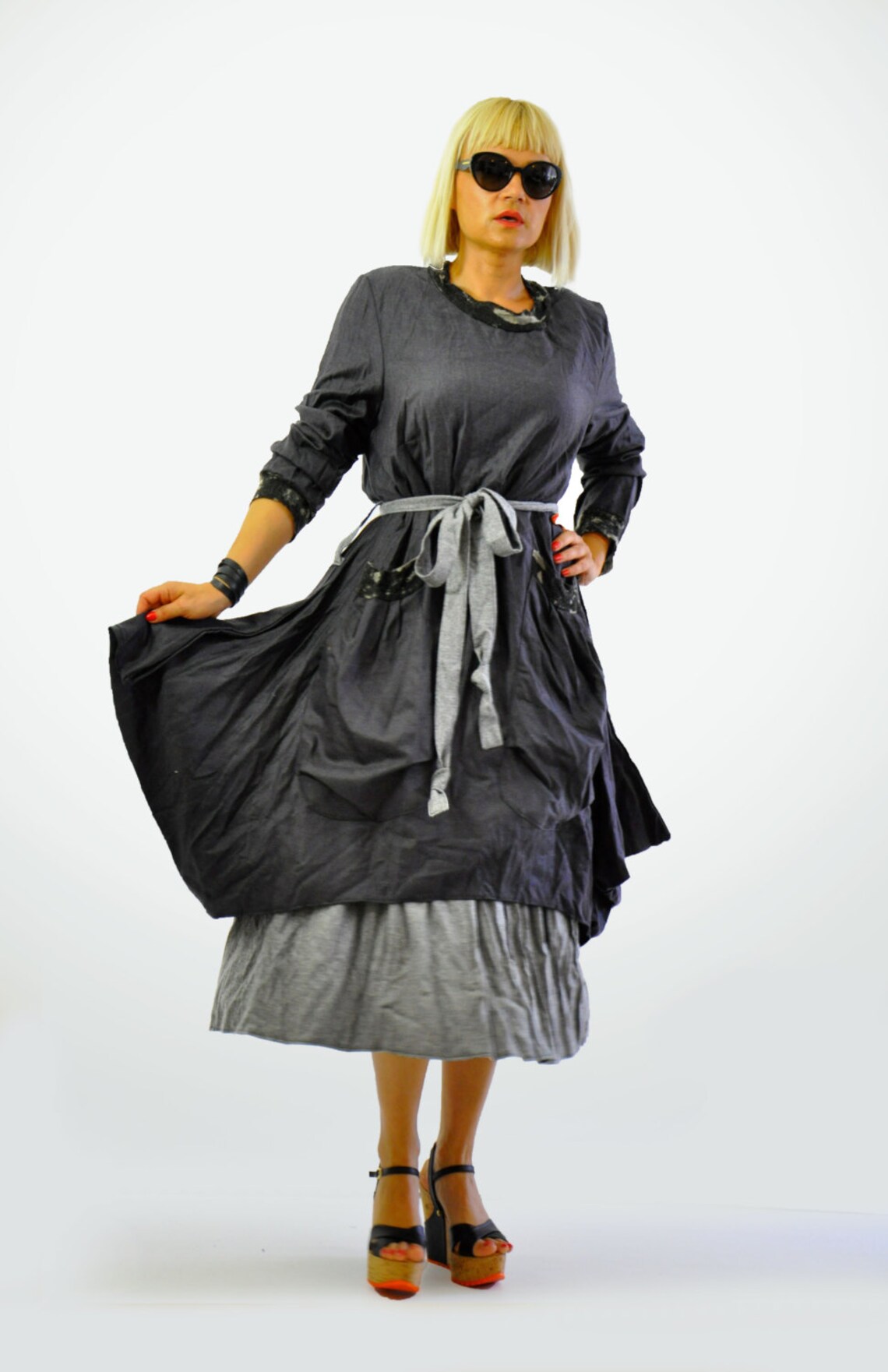 Maxi Wool Dress/casual Wool Long Winter Dress With Pockets/aesthetic ...