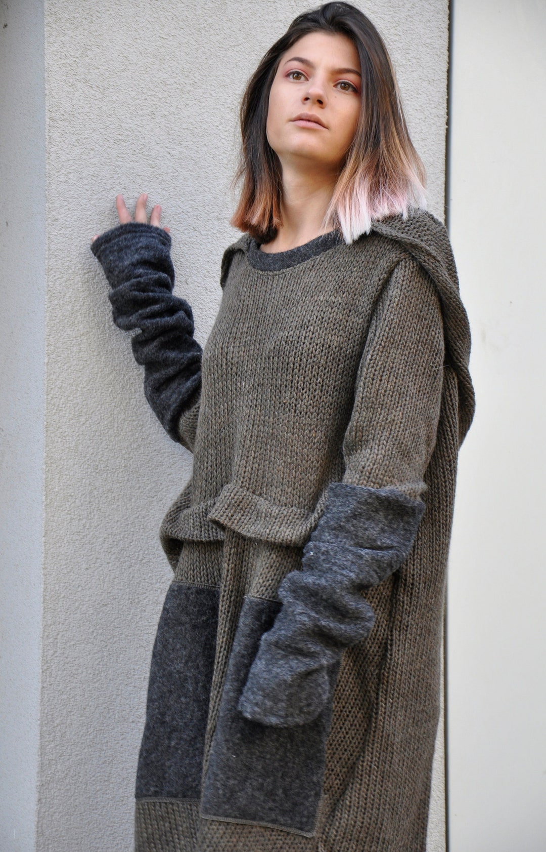 Hooded Wool Tunic Sweater, Plus Size Sweater Tunic, Sweater for Women ...