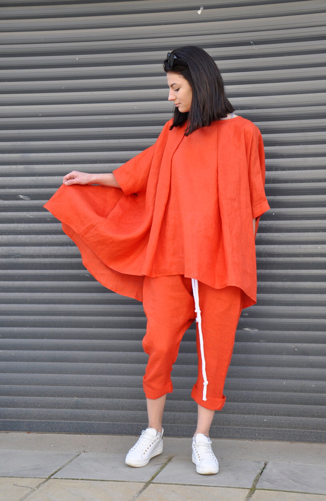 Orange Outfit, Linen Set, Pants Set, Summer Outfit, Linen Clothing ...