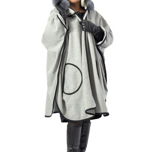 Winter Cape Coat, Fur Coat, Hooded Cape Coat, Plus Size Clothing, Women ...