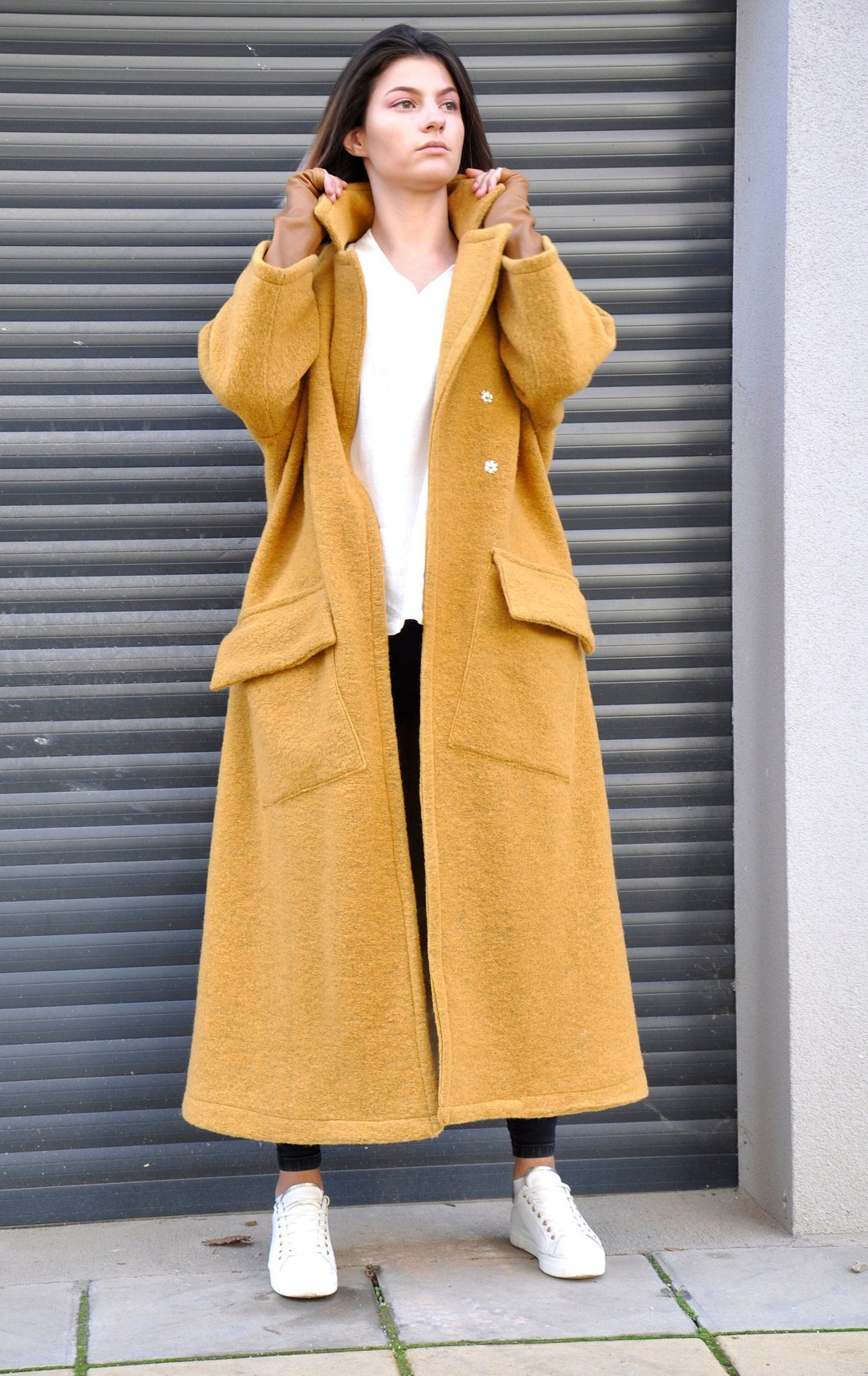 Winter Mustard Coat, Maxi Long Coat, Long Warm Winter Coat, Coats for ...