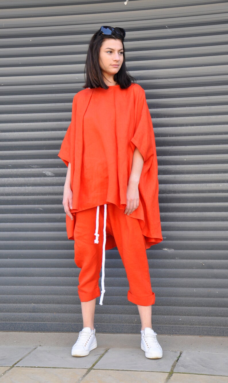 Orange Outfit Linen Set Pants Set Summer Outfit Linen - Etsy