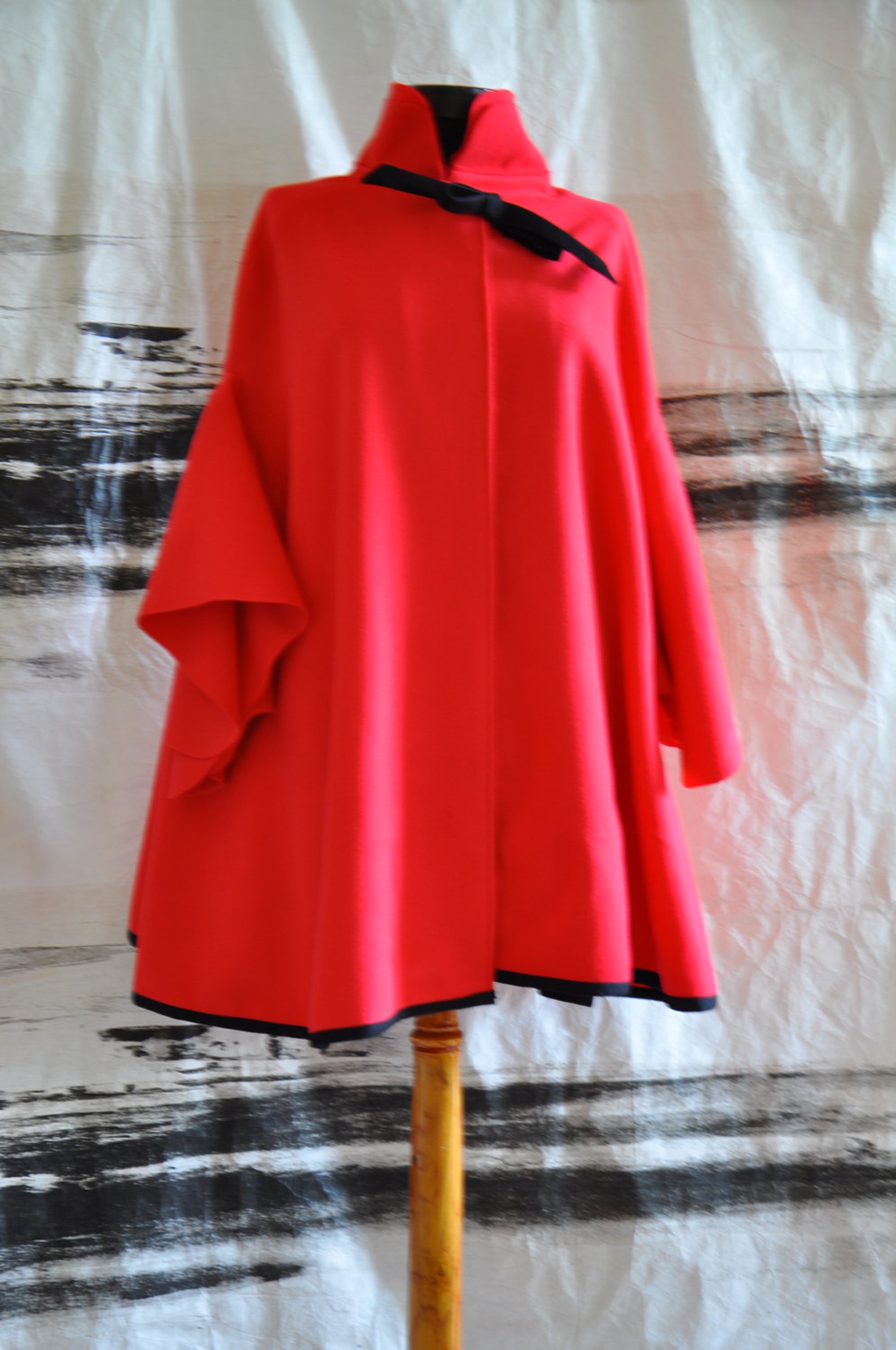 Red Cape Cashmere Coat Cape Winter Coat Red Coat Winter | Etsy