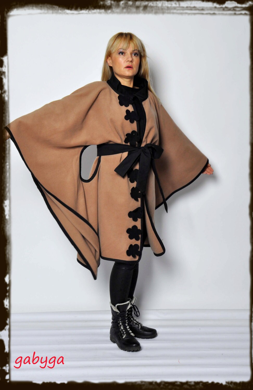 Unique Designer Fit and Flare Jacket Cape Camel Cashmere - Etsy