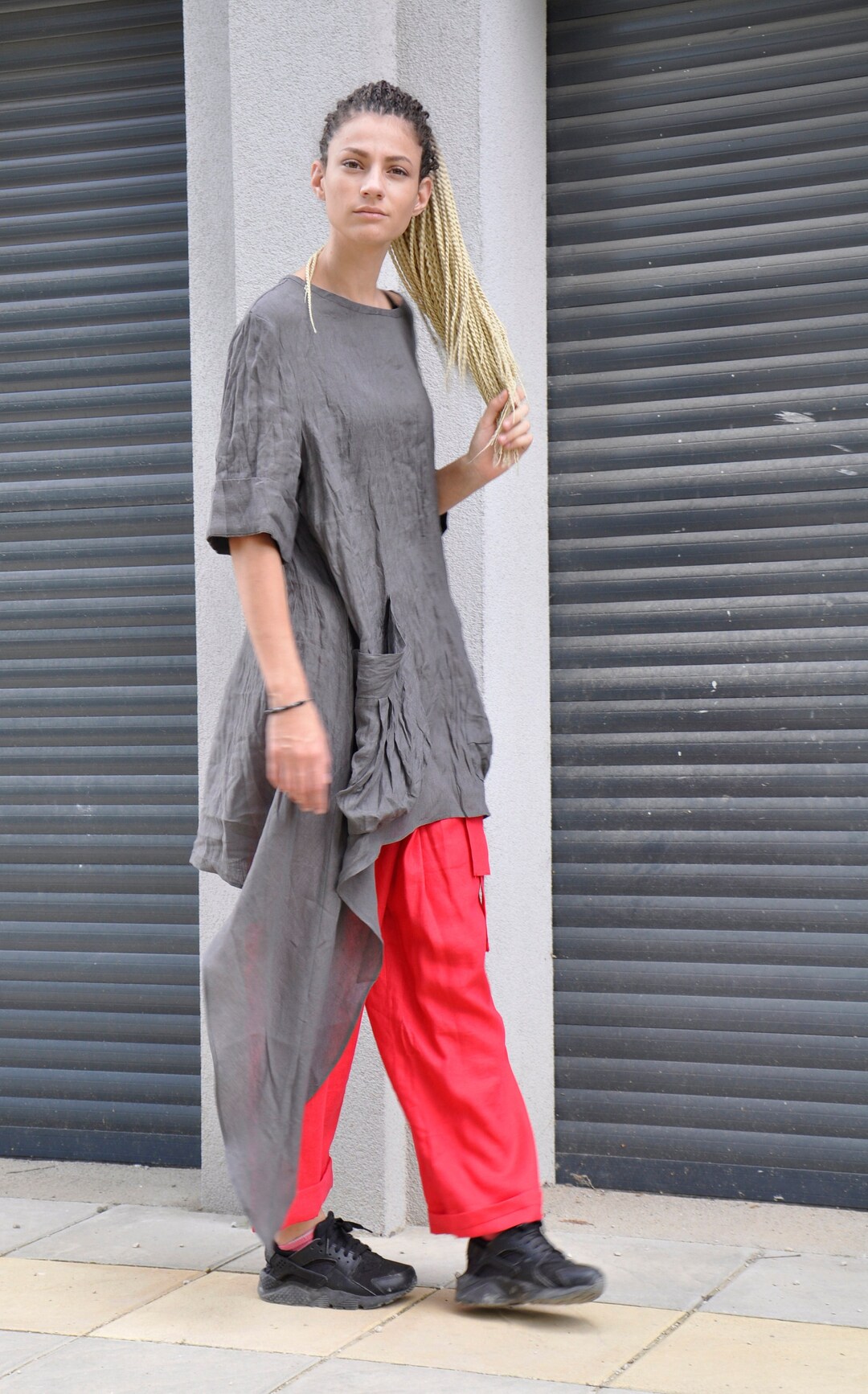 Linen Loose Style Set - Linen Clothes, Tunic Top and Pants, Plus Size ...