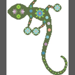 Pretty Boho Cross Stitch Pattern of a Lizard. Modern Folk | Etsy