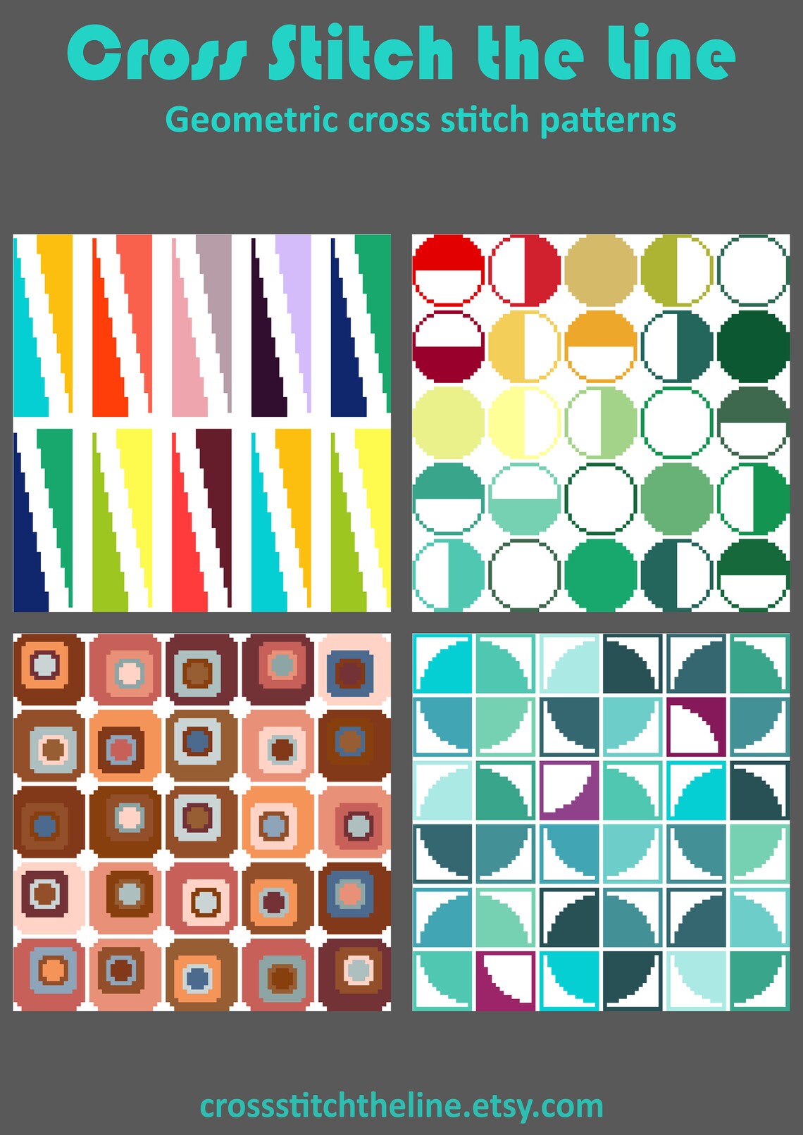 Minimalist geometric cross stitch pattern. Contemporary | Etsy