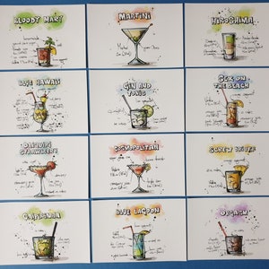 Set of 25 NEW Cocktail Recipe Postcards in Pack With Face Card - Etsy