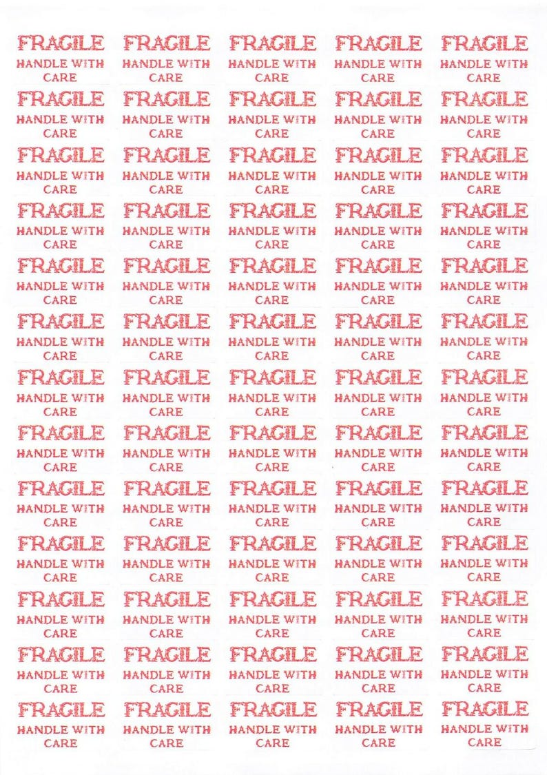 Fragile Handle With Care Antique Font Stickers Labels Various Sizes ...