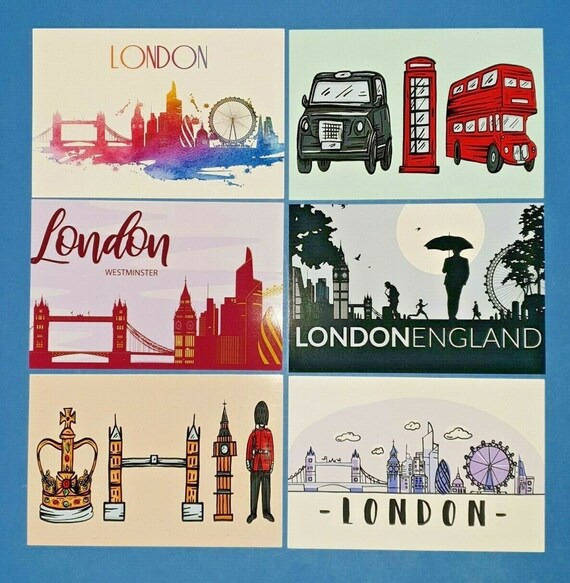Set of 6 London Postcards England City View Street Travel - Etsy