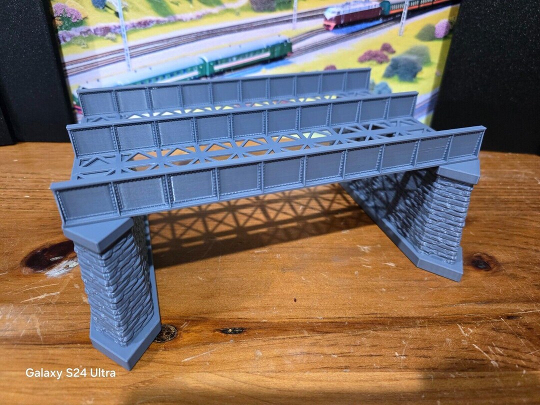 Iron Girder Bridge N Gauge Double Track Model Railway Train Layout 1: ...