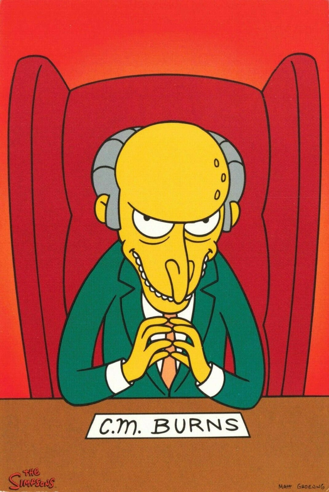 The Simpsons Postcard Charles Montgomery Burns by A Bigger - Etsy