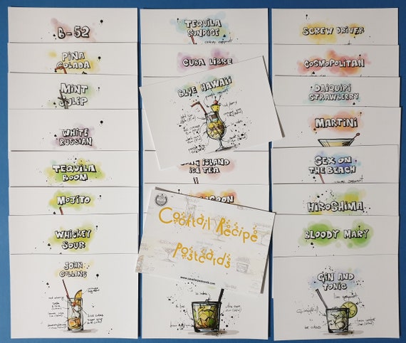 Set of 25 NEW Cocktail Recipe Postcards in Pack With Face Card - Etsy