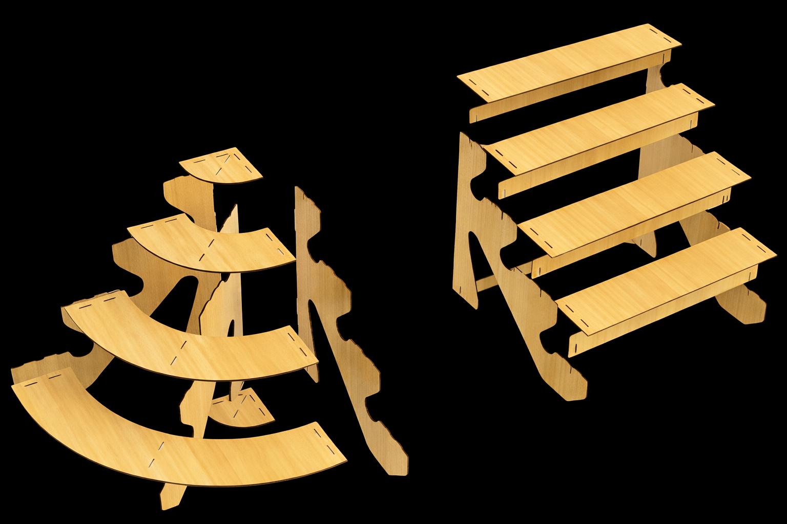 Display Stand 4 Tier MDF Modular Straight & Curved Sets Flat Pack - Etsy UK