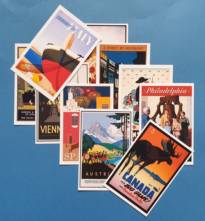 Postcards Set of 10 NEW Stunning Vintage Reproduction Travel | Etsy