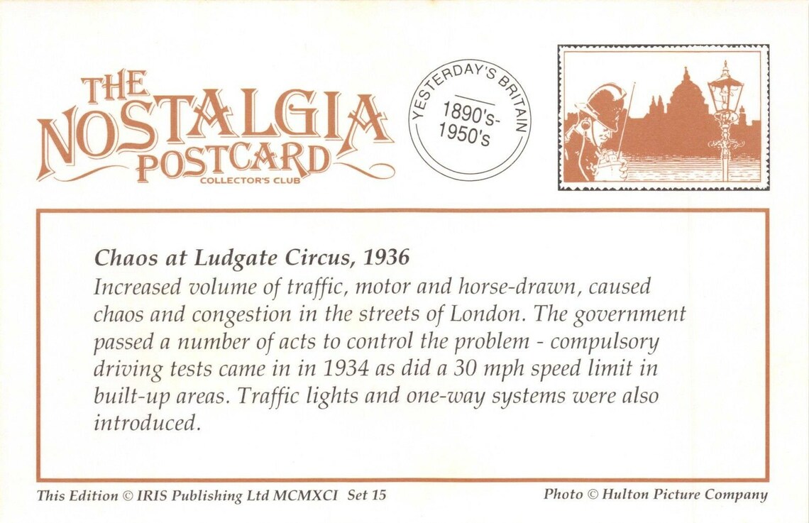 Nostalgia Postcard 1936 Traffic Chaos at Ludgate Circus | Etsy