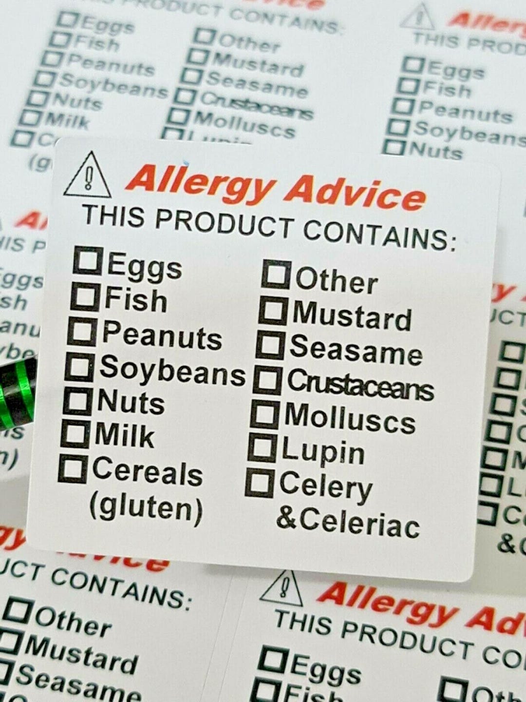 96 X Allergy Allergen Advice Warning Stickers Sticky Labels Laser ...