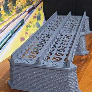 OO Gauge Double Track Iron Girder Bridge Model Railway Train Layout 1: ...