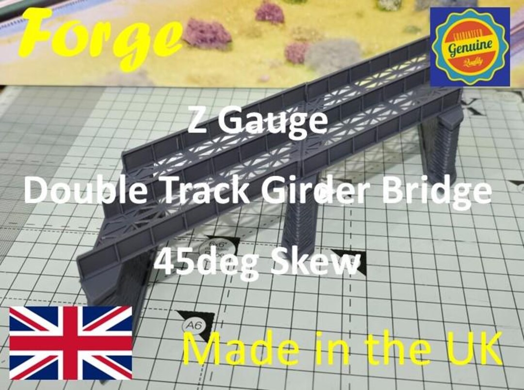 Double Track Iron Girder Bridge Z Gauge 45 Deg Right Skew Model Railway ...
