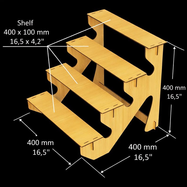 Display Stand 4 Tier MDF Modular Straight & Curved Sets Flat Pack - Etsy UK