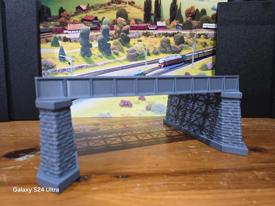 Ho Gauge Double Track Iron Girder Bridge Model Railway Train Layout 1: ...