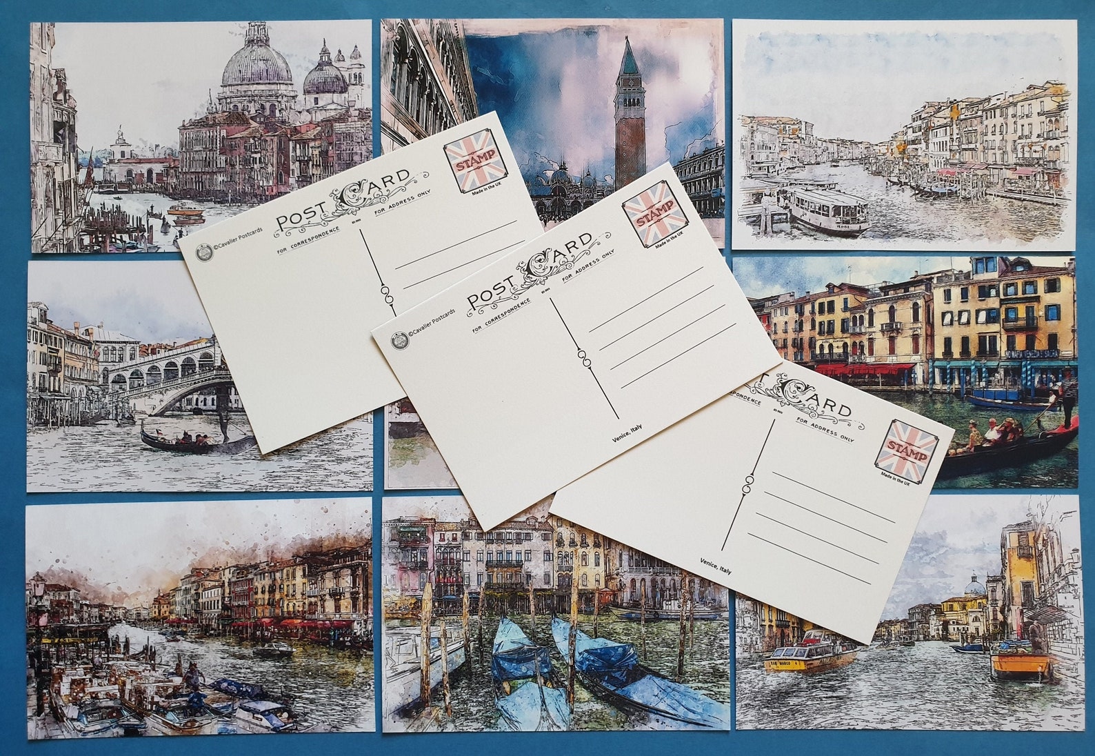 Set of 12 NEW Venice Postcards Abstract Art Canal Gondola - Etsy
