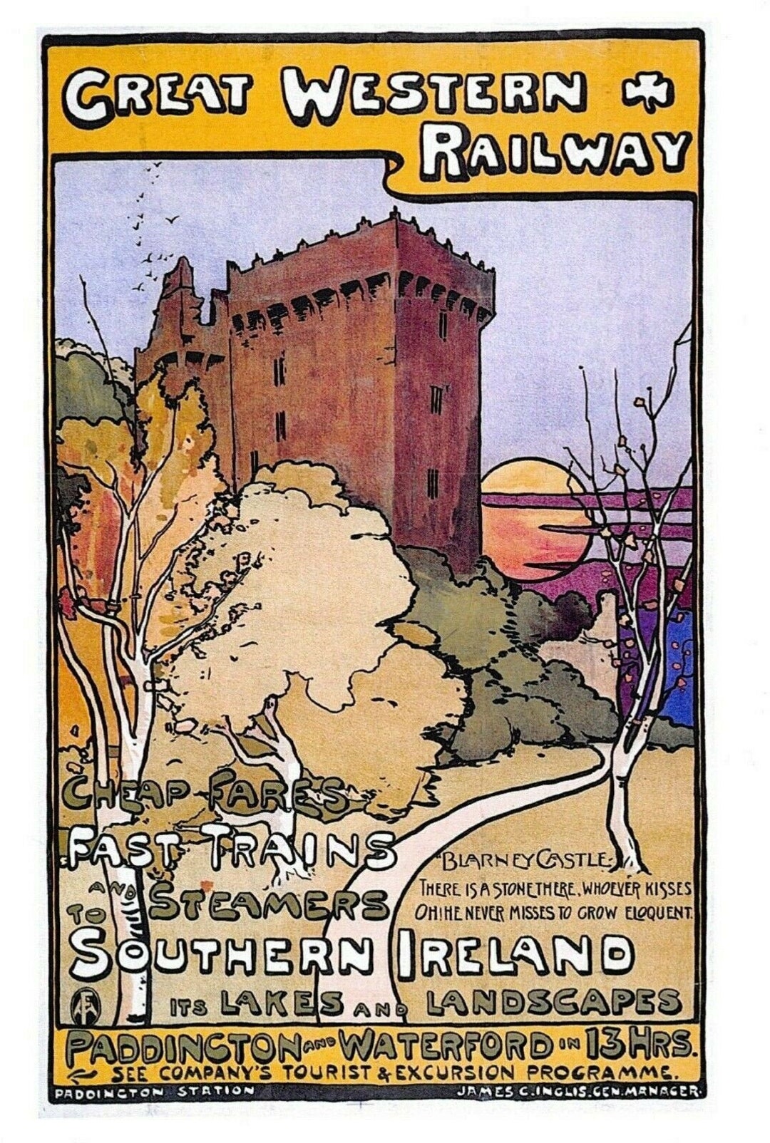 Vintage Repro Travel Poster Postcard GWR Great Western Railway Steamers ...