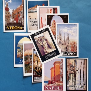Postcards, Set of 11 NEW Stunning Vintage Italian Repro Travel Posters ...
